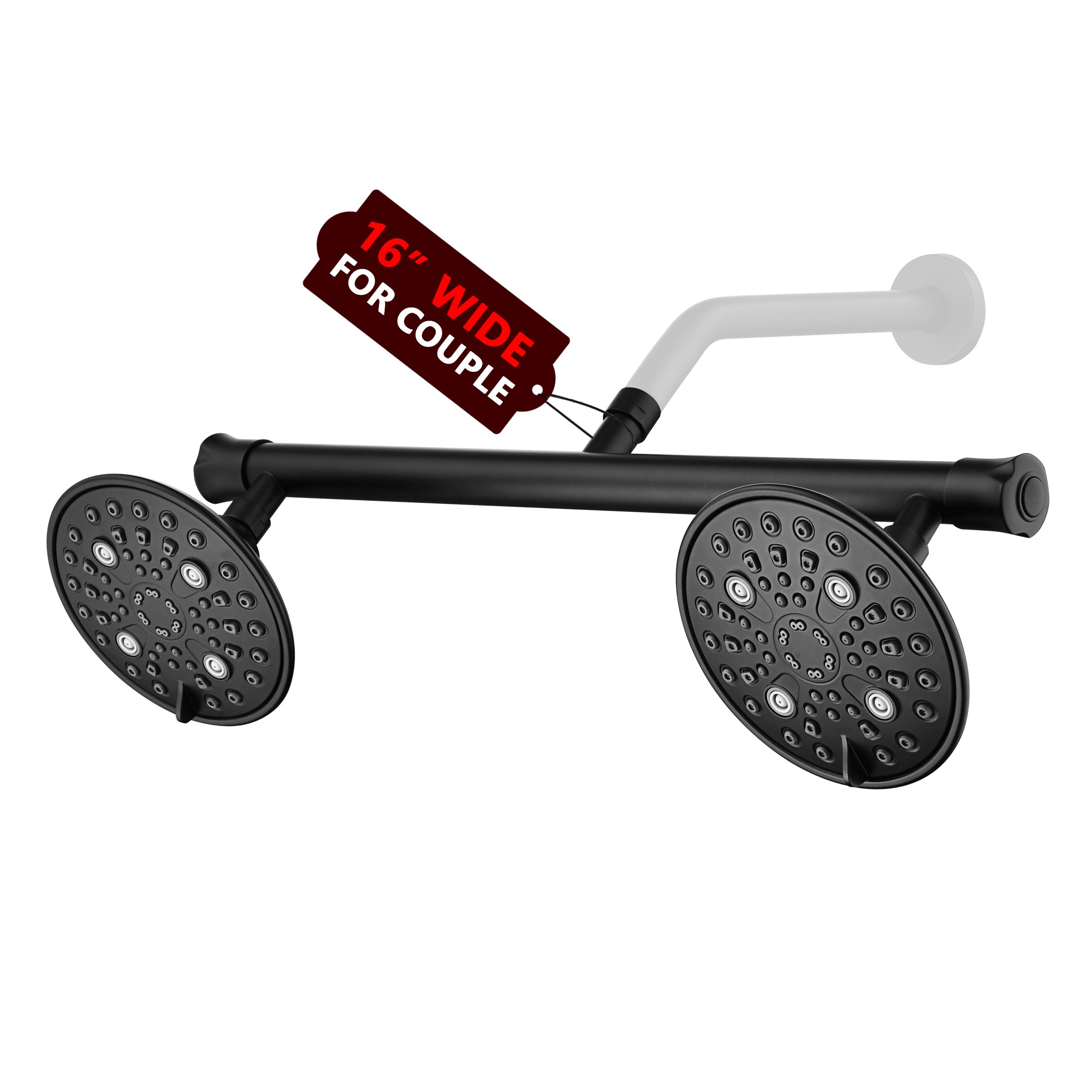 sumerain Matte Black Dual Shower Head Set with 20" Long Shower Arm,Enj ...