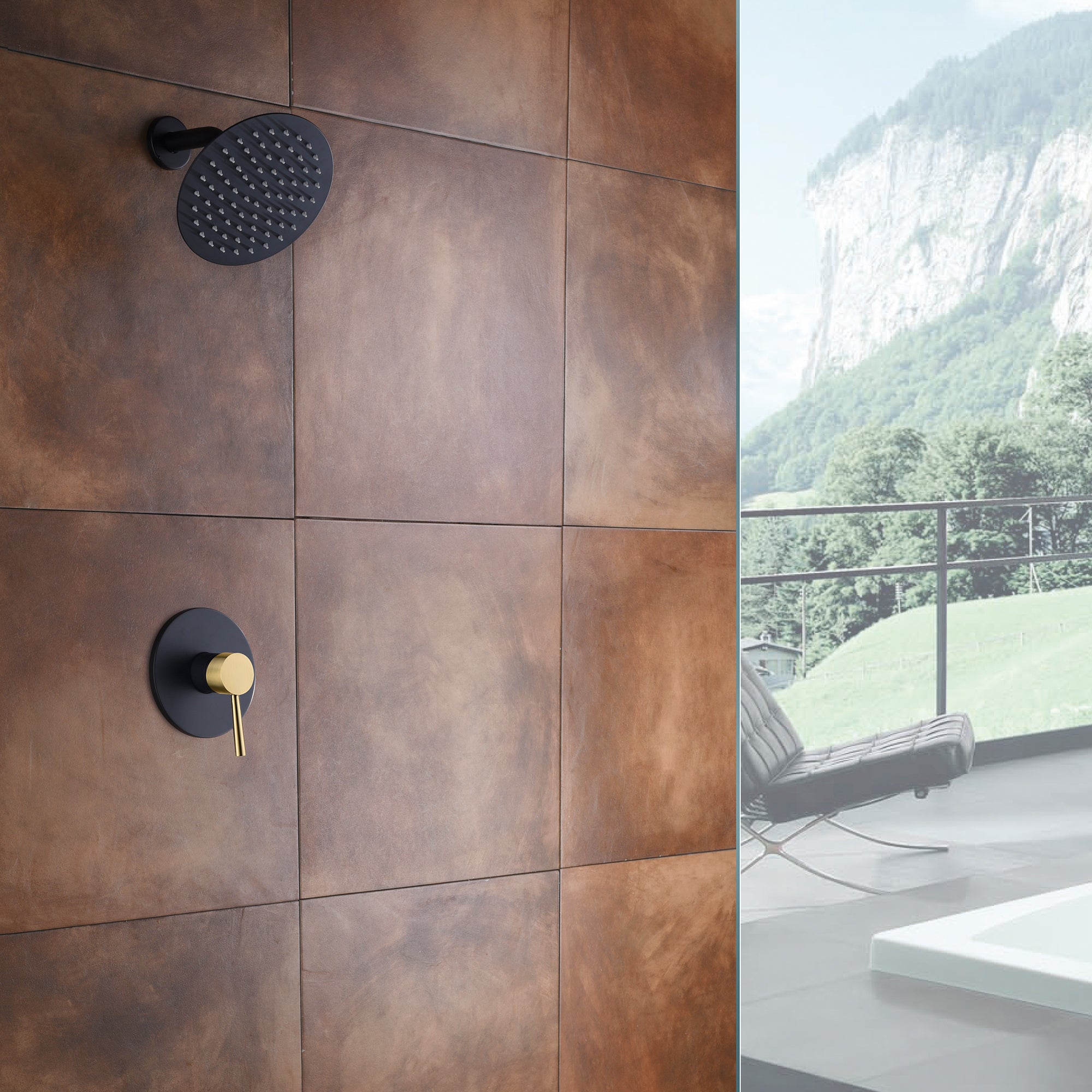 Bathroom Shower Faucet with Valve,Full Metal Shower Head and Brushed ...