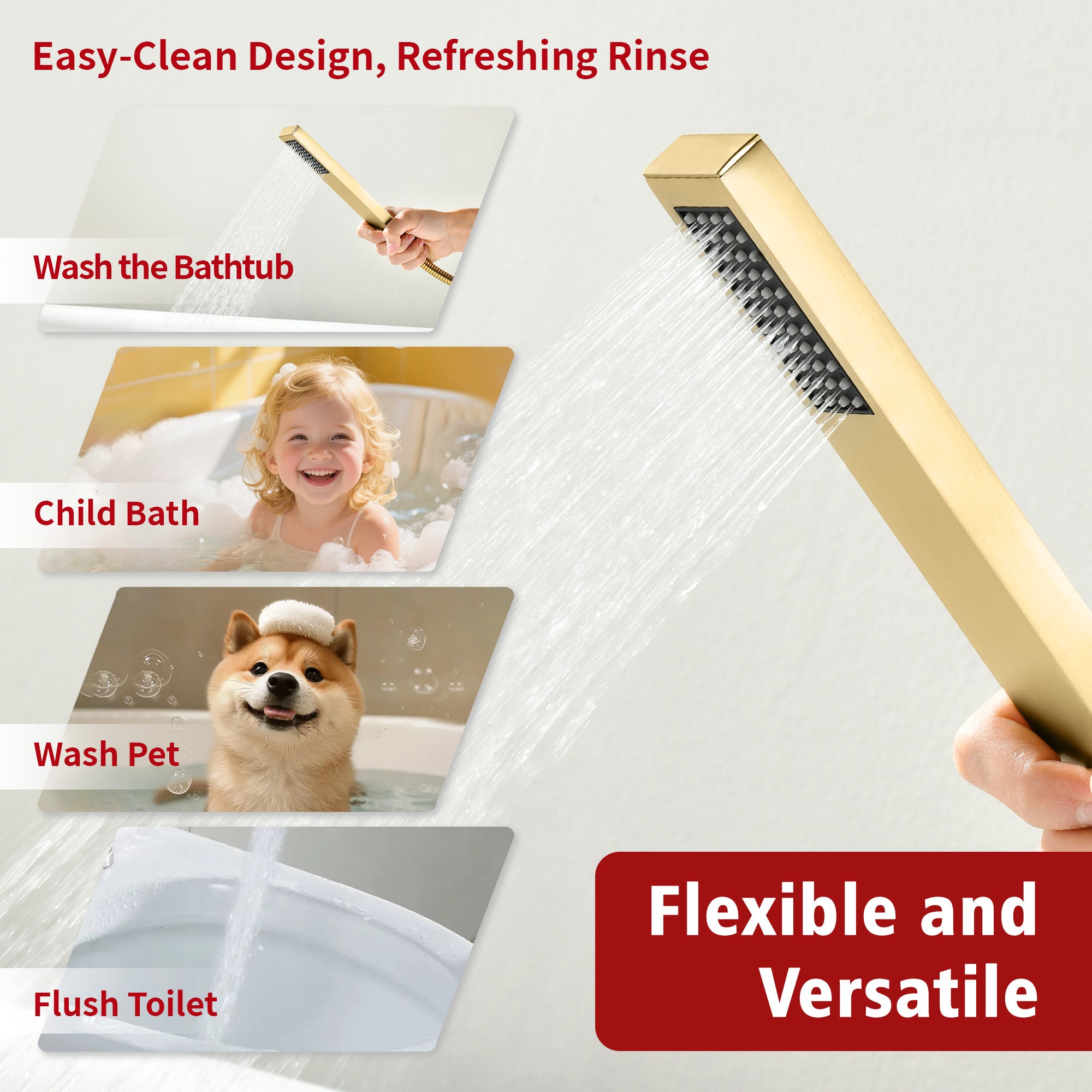 SUMERAIN Freestanding Bathtub Faucet with Hand Shower, Solid Brass Sin ...