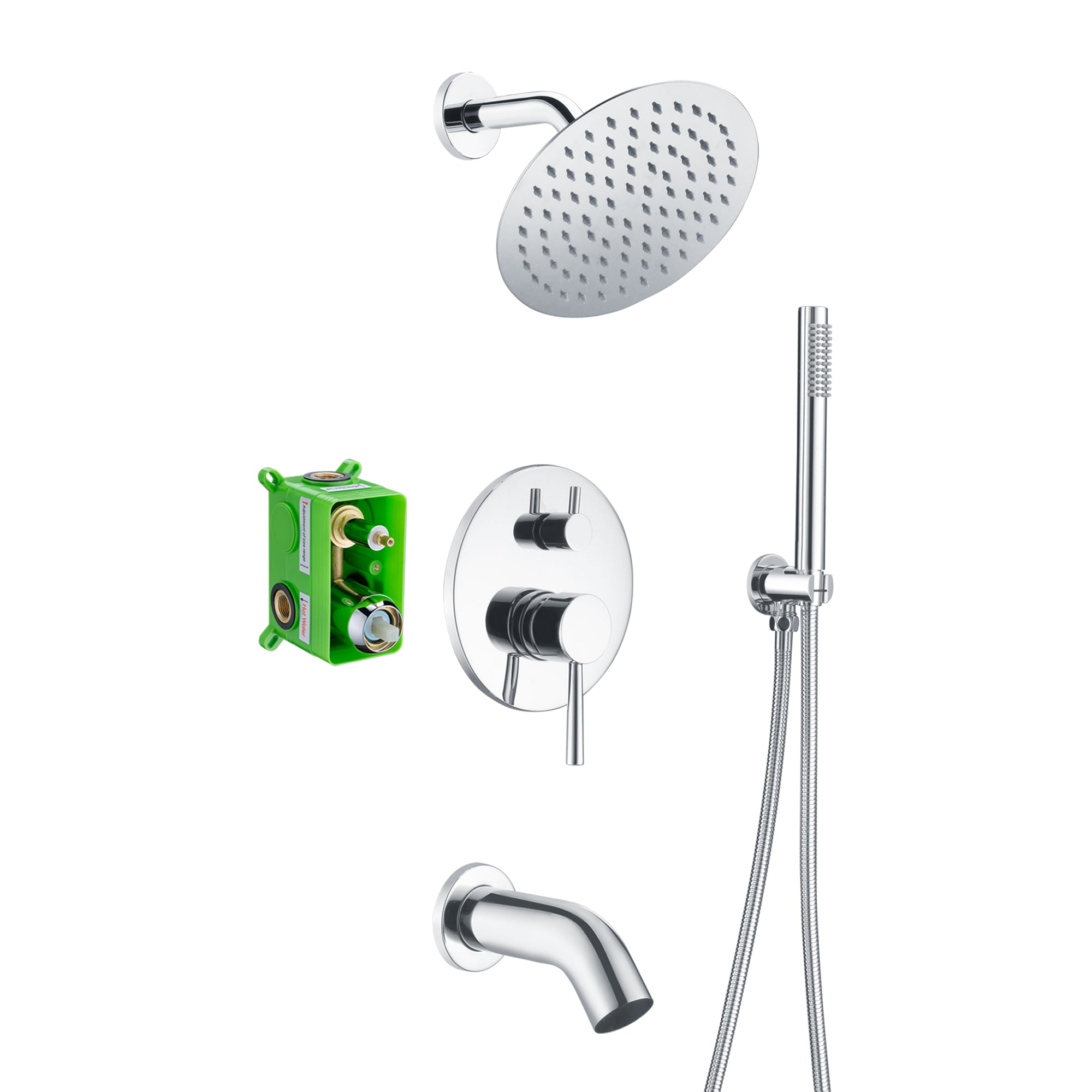 Brushed Nickel Shower System with Waterfall Tub Spout and handshower ...
