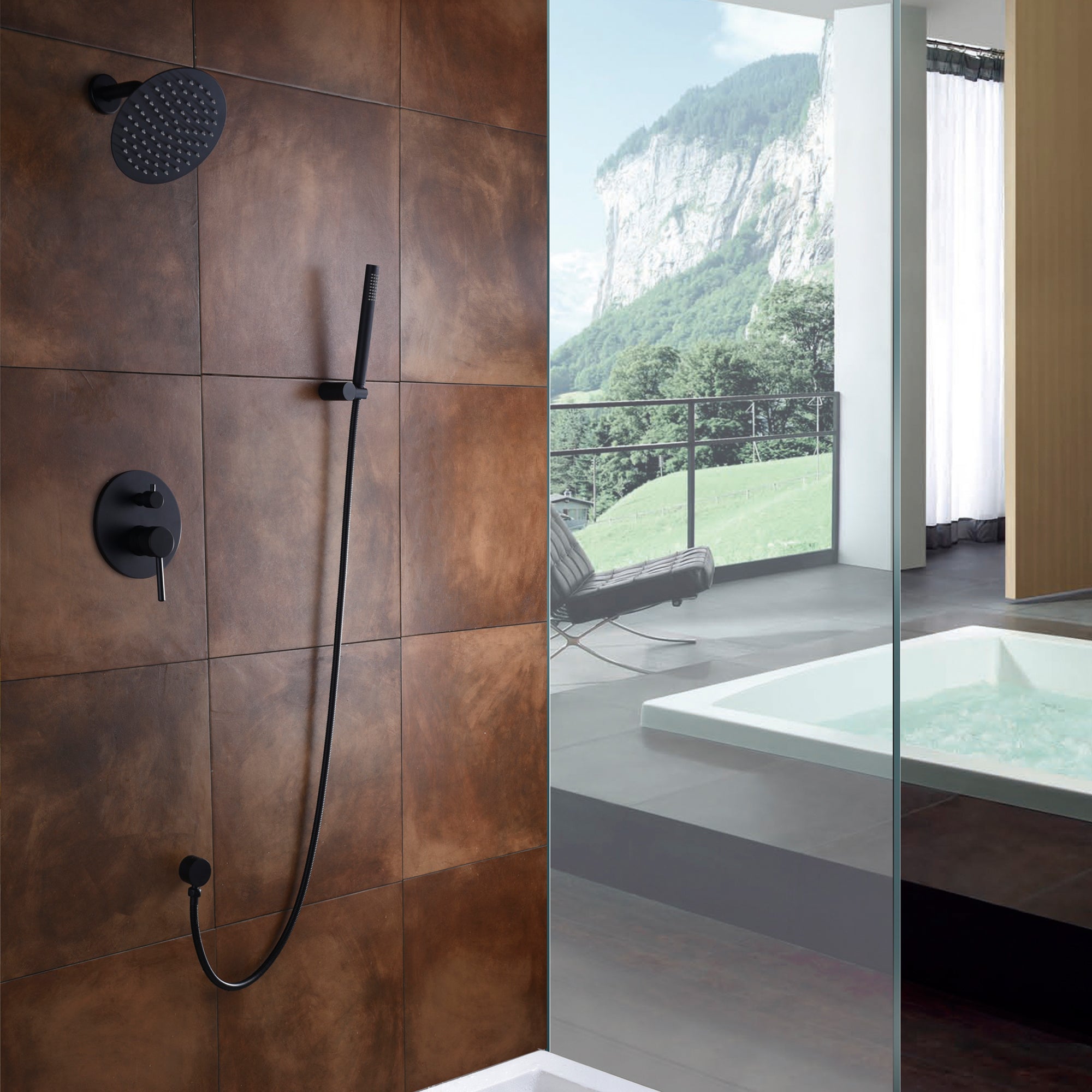 Shower Faucet Set Complete, 2 Functions and Rough-in Valve Included W ...