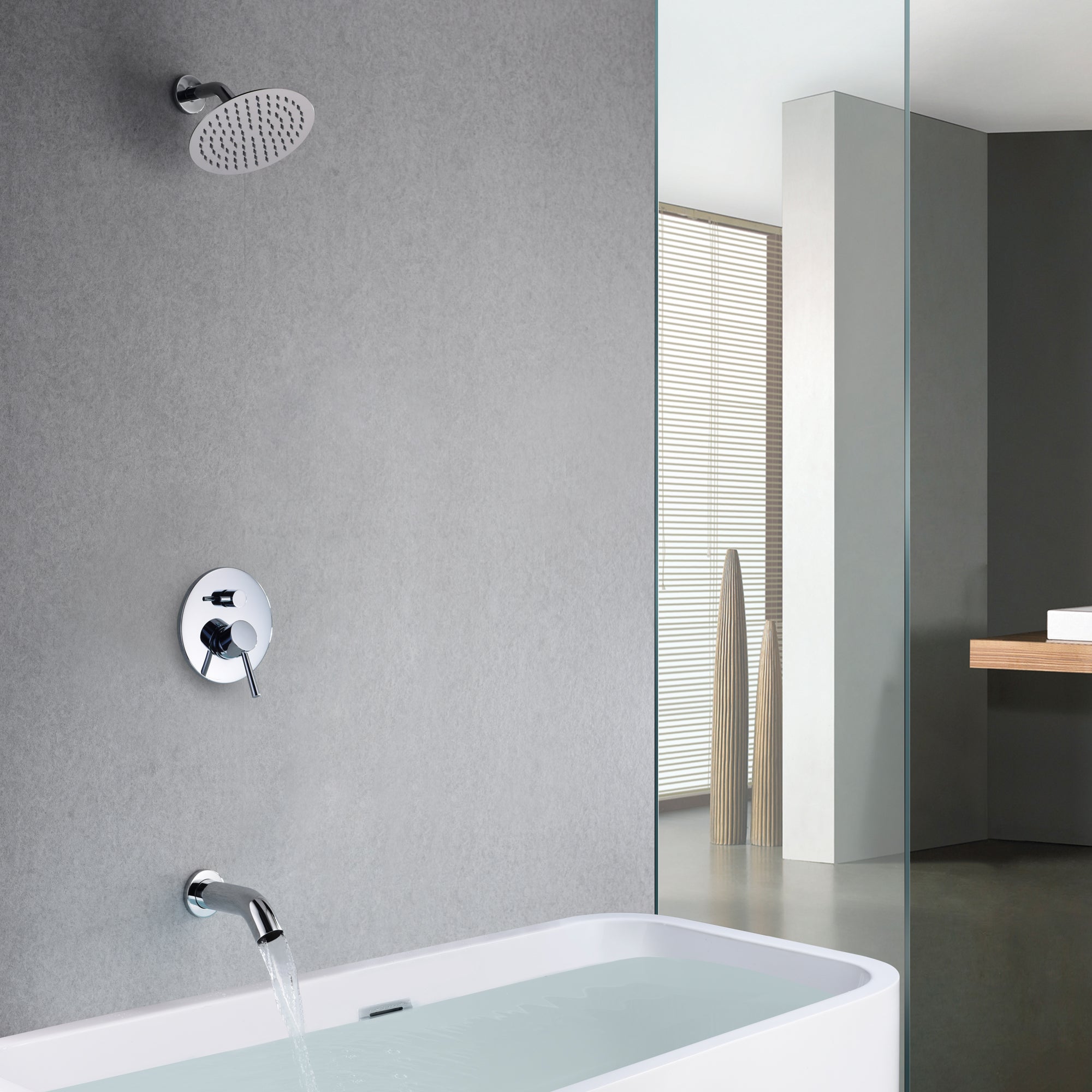 Tub and Shower Faucet with Valve, Waterfall Spout Inclued,Chrome ...