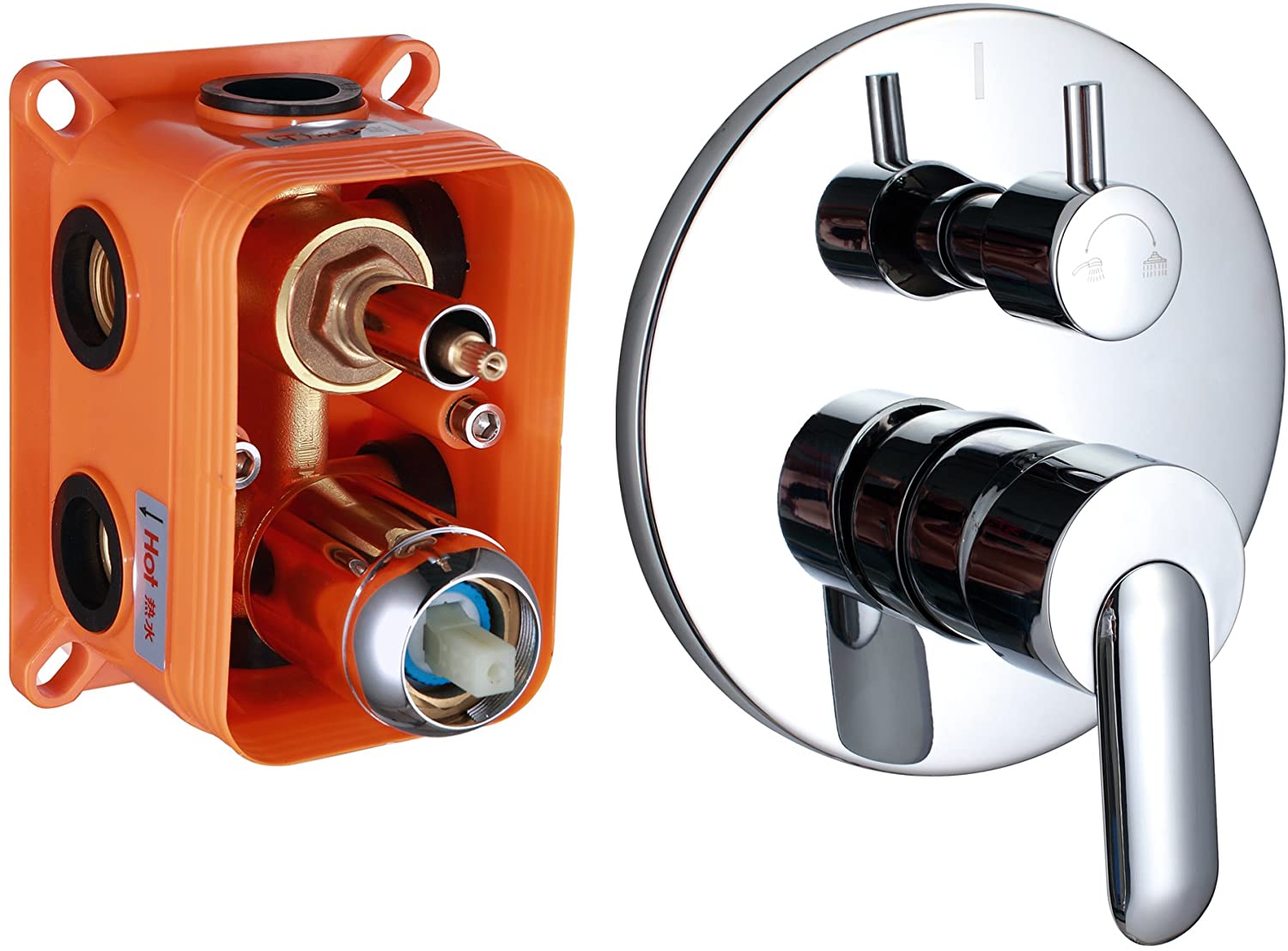 Concealed Triple Control 3-Way Tub and Shower Mixer Valve with Diverte ...